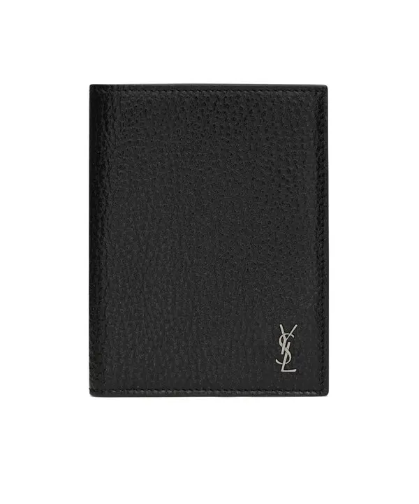 Saint Laurent Tiny Cassandre Credit Card Wallet - Black