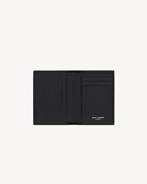 Saint Laurent Tiny Cassandre Credit Card Wallet - Black