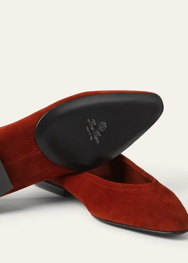 Loro Piana Primula Round Toe Slip-on Flats - Windsor Red