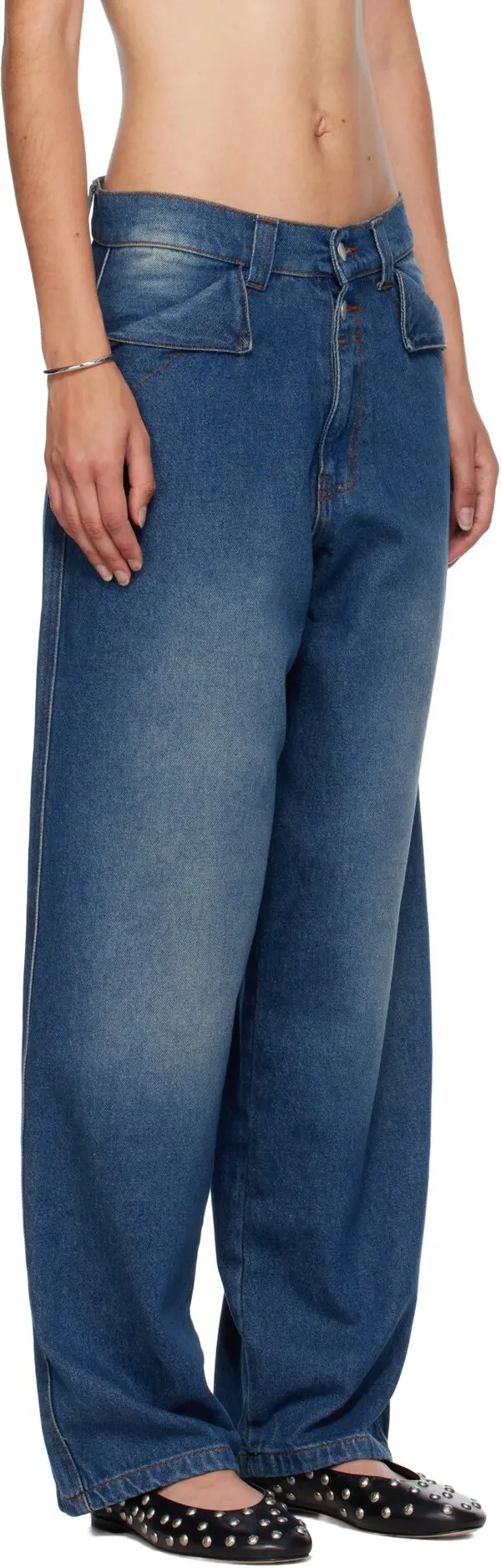 Gimaguas Wide-leg Jeans With Contrast Stitching