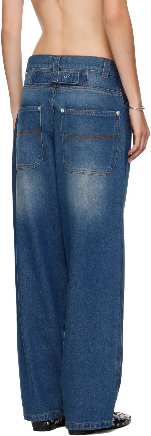 Gimaguas Wide-leg Jeans With Contrast Stitching