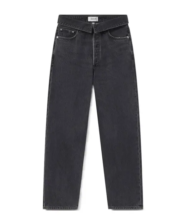 AGOLDE Wide-leg Jeans With Rolled Waistband - Black