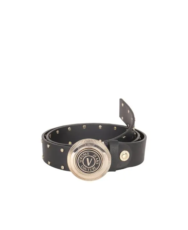 Versace Embellished Leather Belt - Black
