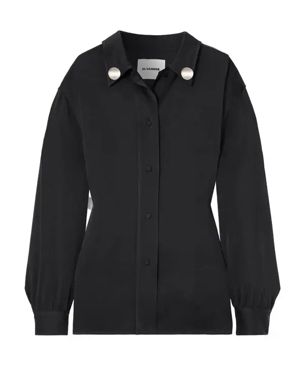 JIL SANDER Long-sleeved Satin Shirt With Metal Clips