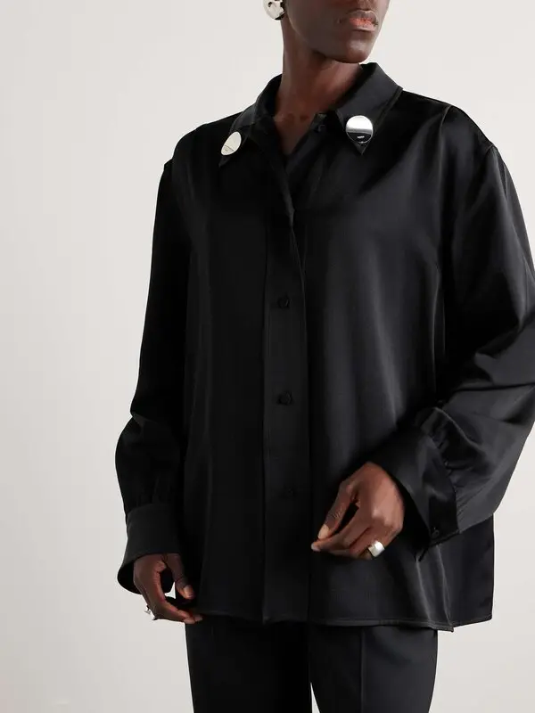 JIL SANDER Long-sleeved Satin Shirt With Metal Clips