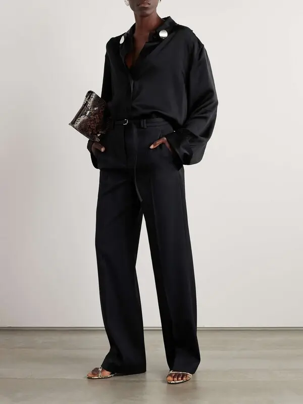 JIL SANDER Long-sleeved Satin Shirt With Metal Clips