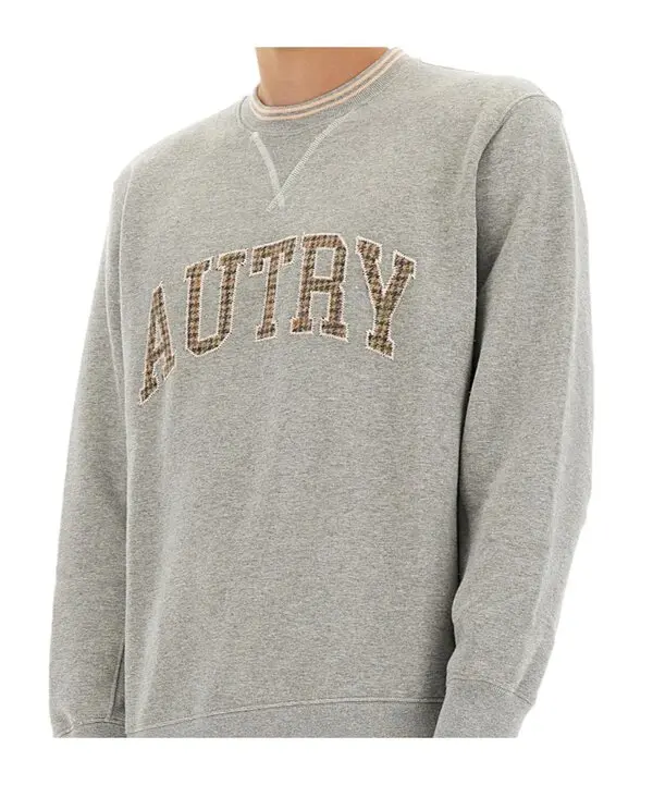 AUTRY Logo Embroidered Crewneck Sweatshirt - Gray