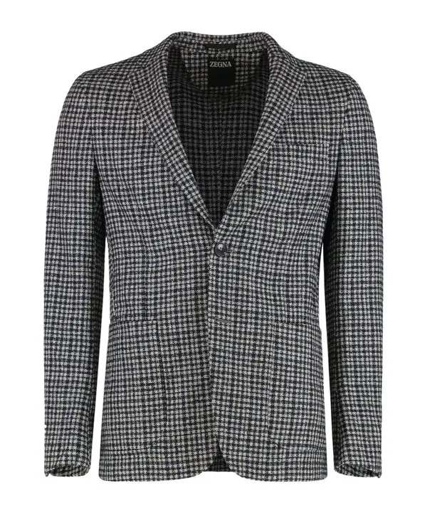 Zegna Checked Tailored Blazer - Black