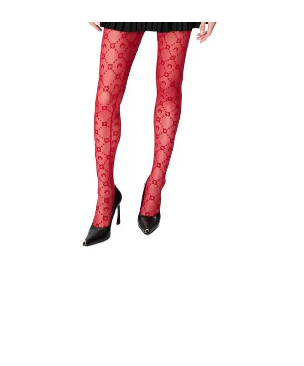 MARINE SERRE High-waisted All-over Moon Printed Tights - Red