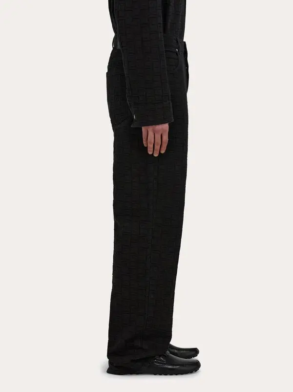 FERRAGAMO Monogram Five Pocket Straight Leg Jeans