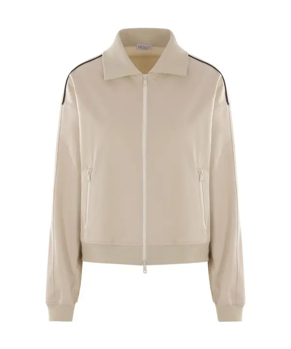 Brunello Cucinelli Couture Interlock Zipped Sweatshirt - Beige