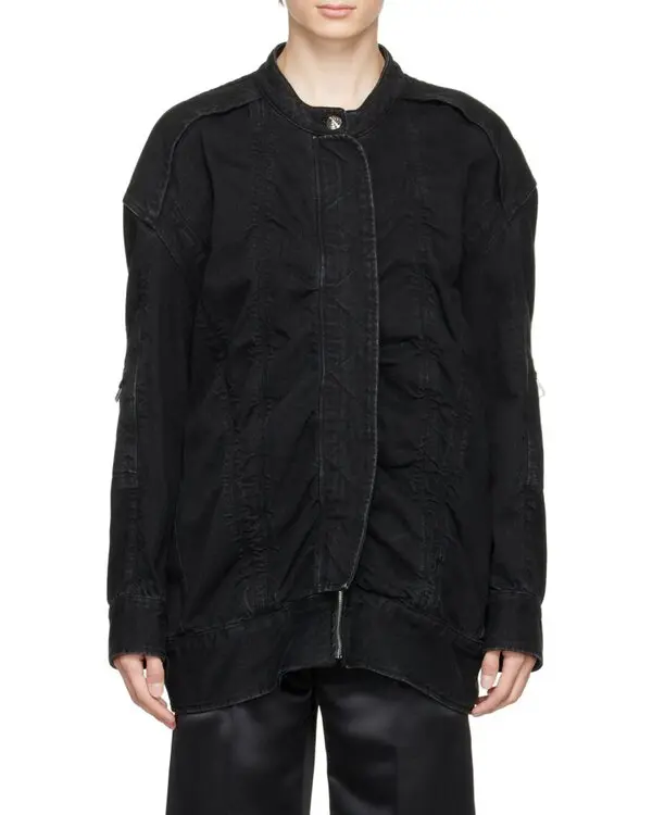 We11Done Logo Zippered Denim Jacket