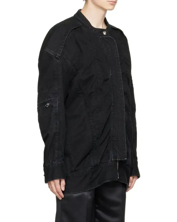 We11Done Logo Zippered Denim Jacket