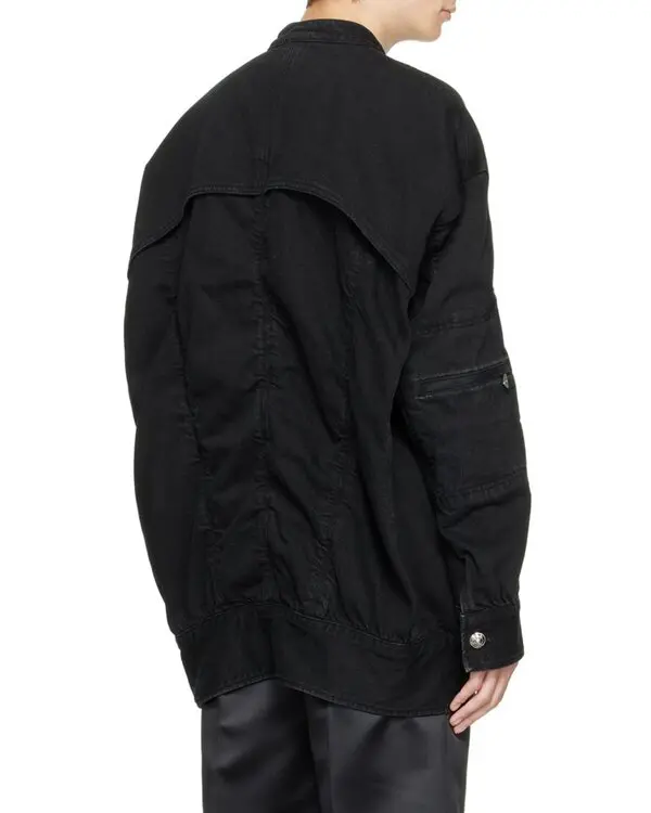 We11Done Logo Zippered Denim Jacket