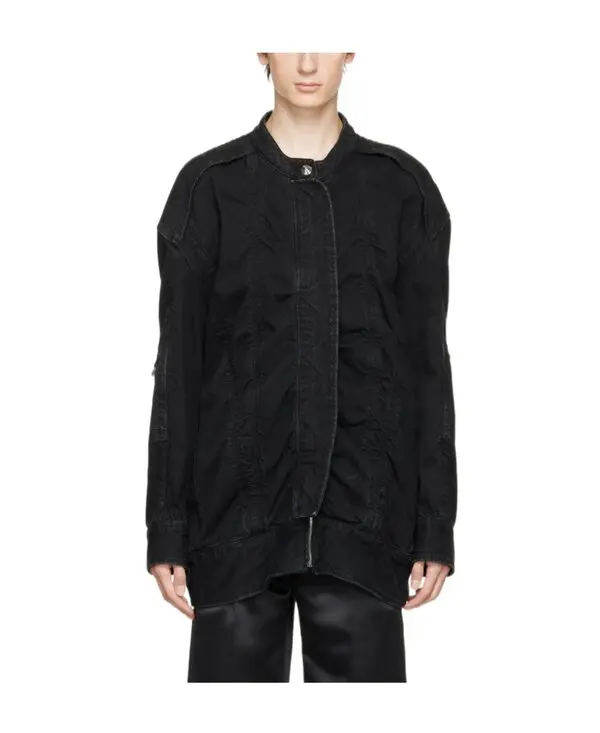 We11Done Logo Zippered Denim Jacket