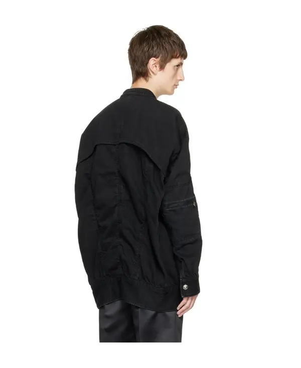 We11Done Logo Zippered Denim Jacket