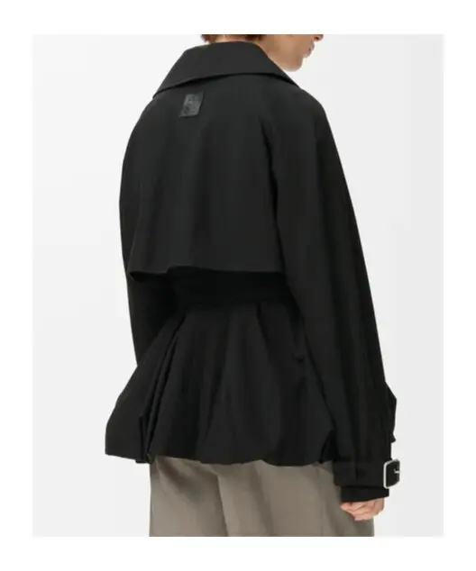 Loewe Buckled Collared Trench Coat - Black