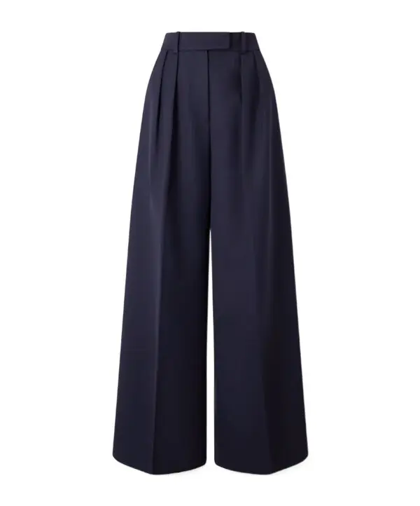 ANINE BING Pleated Palazzo Trousers - Navy
