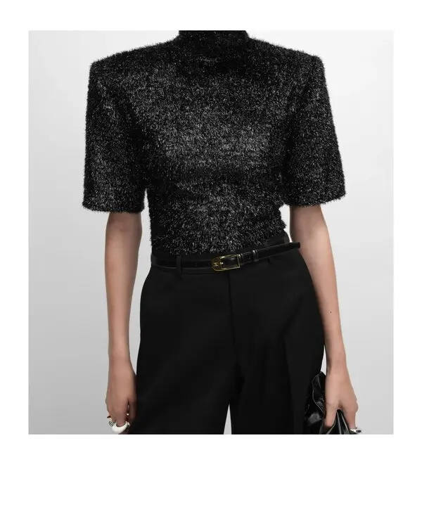 Celine Lurex Top With Embellished Neckline