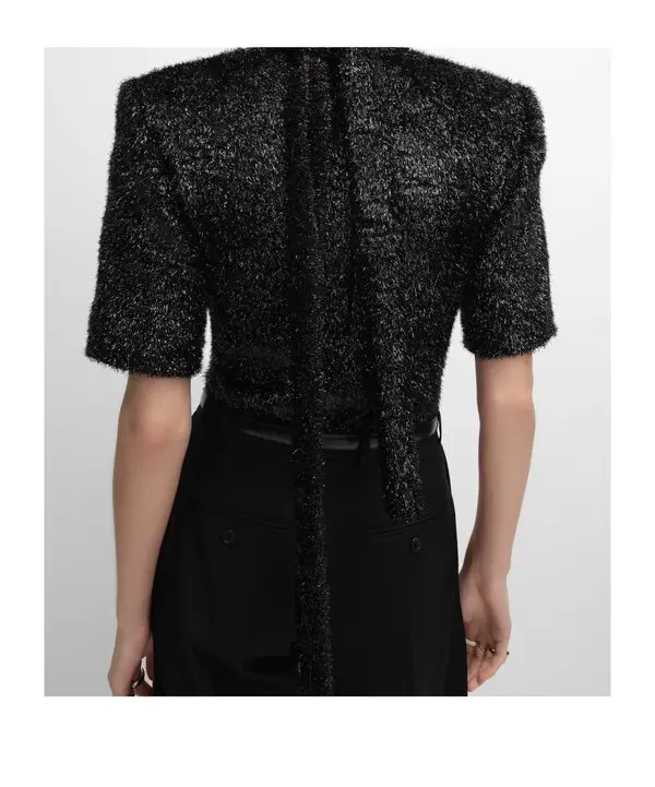 Celine Lurex Top With Embellished Neckline