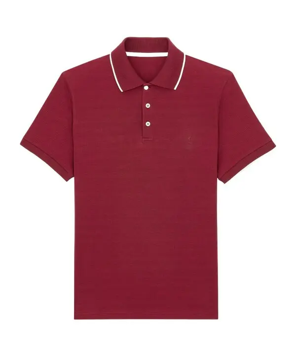 Saint Laurent Cassandre Piqué Polo Shirt - Bordeaux/nature