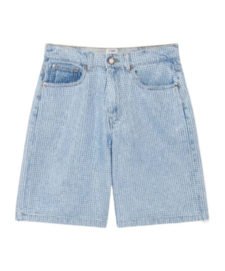 Casablanca Crystal Embellished Denim Shorts - Blue