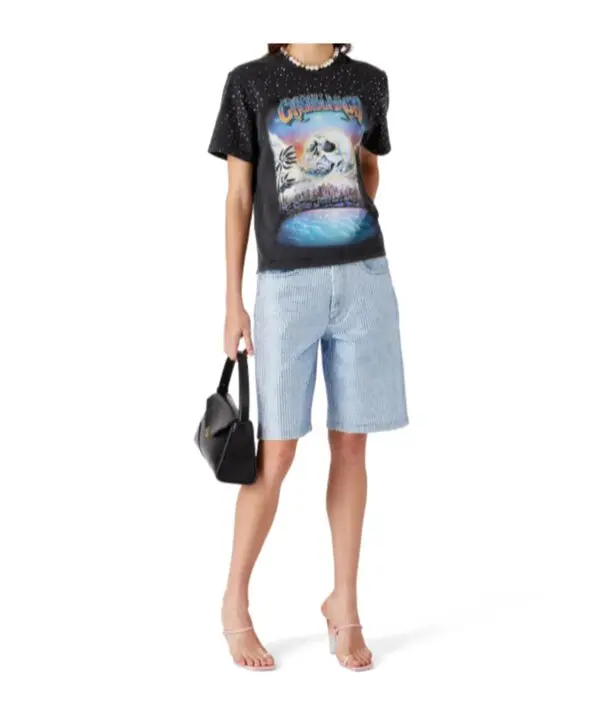 Casablanca Crystal Embellished Denim Shorts - Blue