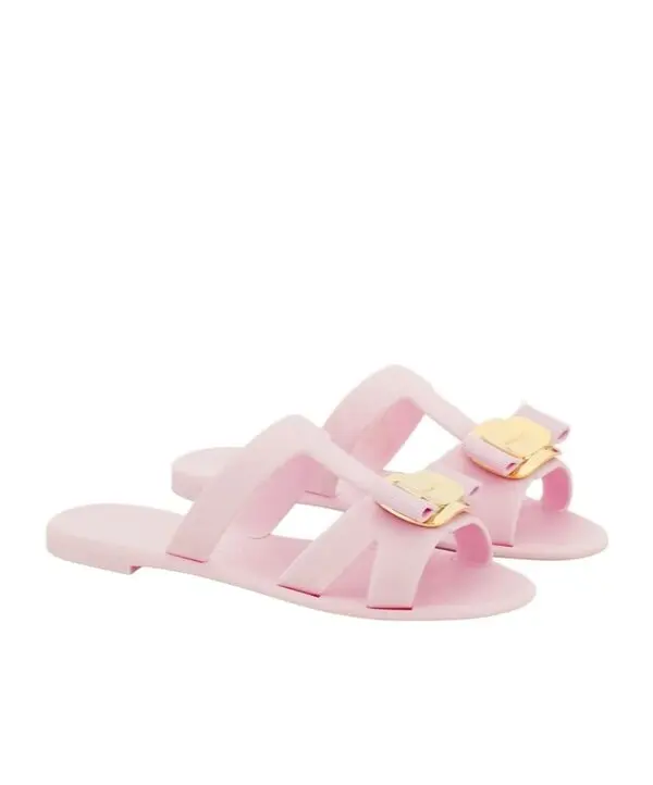 FERRAGAMO New Vara Plate Slides - Marshmallow