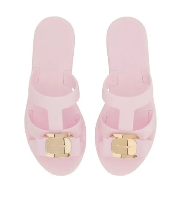 FERRAGAMO New Vara Plate Slides - Marshmallow