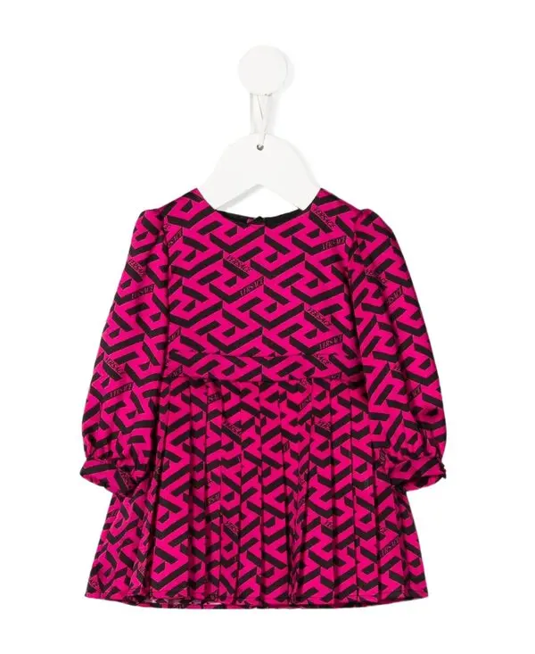 Versace La Greca Pattern Long Sleeve Dress