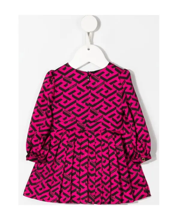 Versace La Greca Pattern Long Sleeve Dress