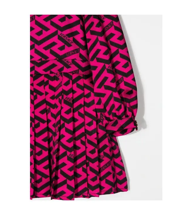 Versace La Greca Pattern Long Sleeve Dress