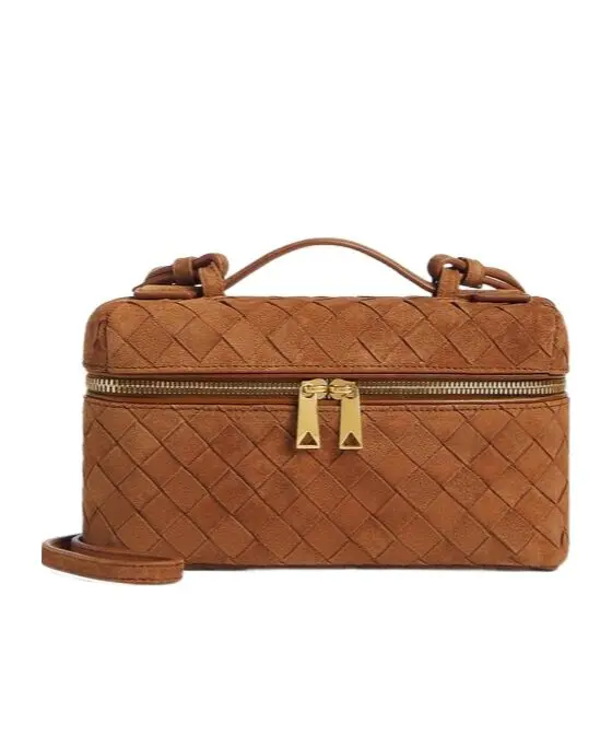 Bottega Veneta Intrecciato Suede Cosmetic Case - Amber