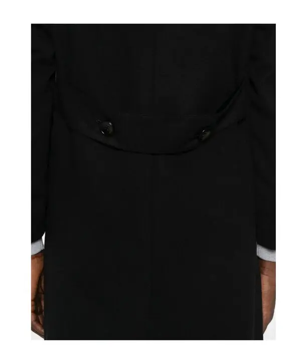 Kiton Double-breasted Long Sleeve Coat With Peak Lapels - Black