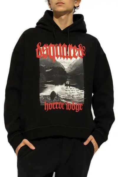 Dsquared2 Graphic Printed Drawstring Hoodie