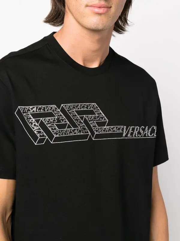Versace Crystal Logo-embellished T-shirt