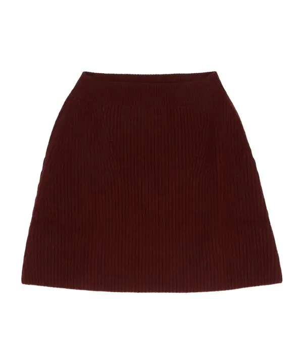 JIL SANDER Ribbed Knit Mini Skirt - Brown