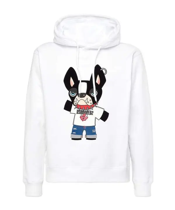 Dsquared2 Logo Print Cotton Hoodie - White