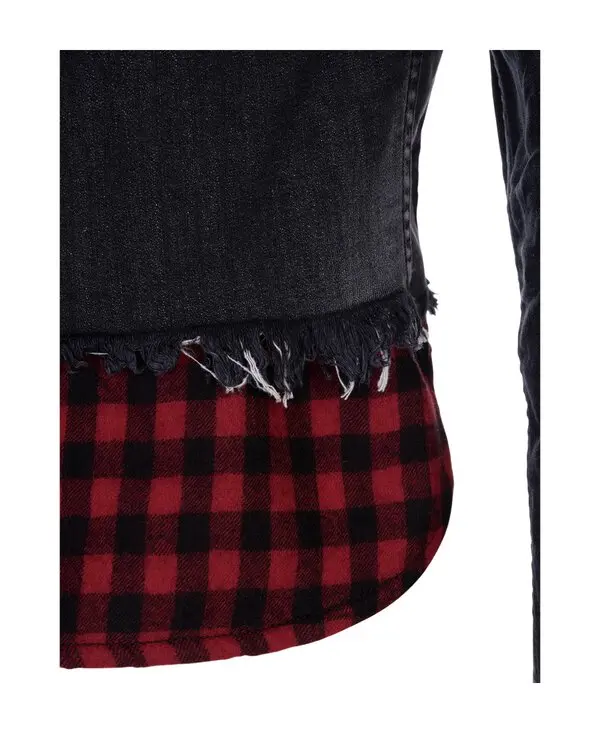Dsquared2 Panelled Denim Jacket With Checked Lining - Black