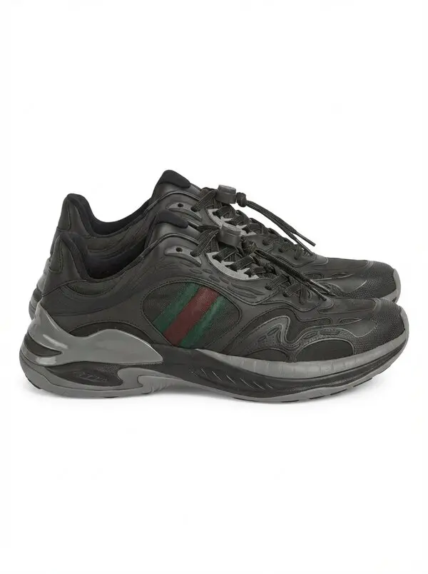 Gucci 2.0 Sneakers With Padded Web Eva Rubber Sole - Black