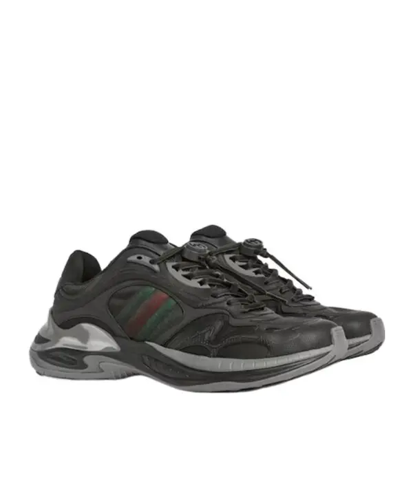 Gucci 2.0 Sneakers With Padded Web Eva Rubber Sole - Black