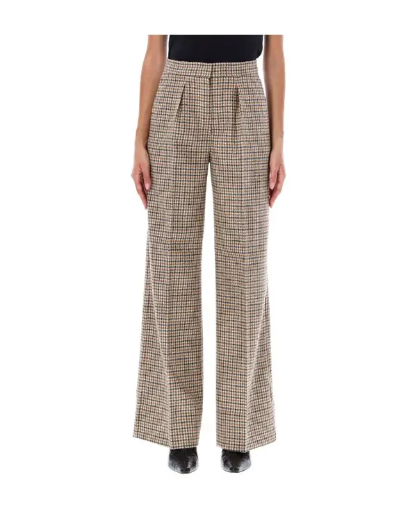 Palm Angels Plaid Wide-leg Trousers