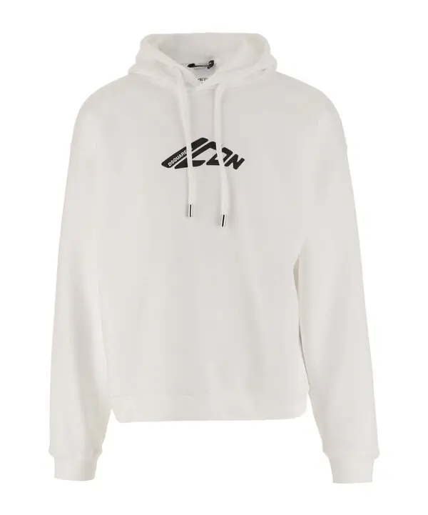 Dsquared2 Logo Printed Drawstring Hoodie - White