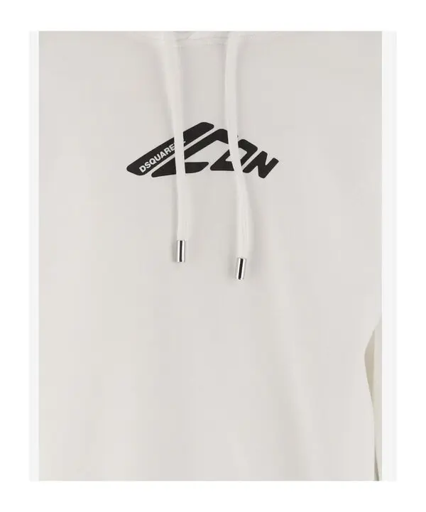 Dsquared2 Logo Printed Drawstring Hoodie - White
