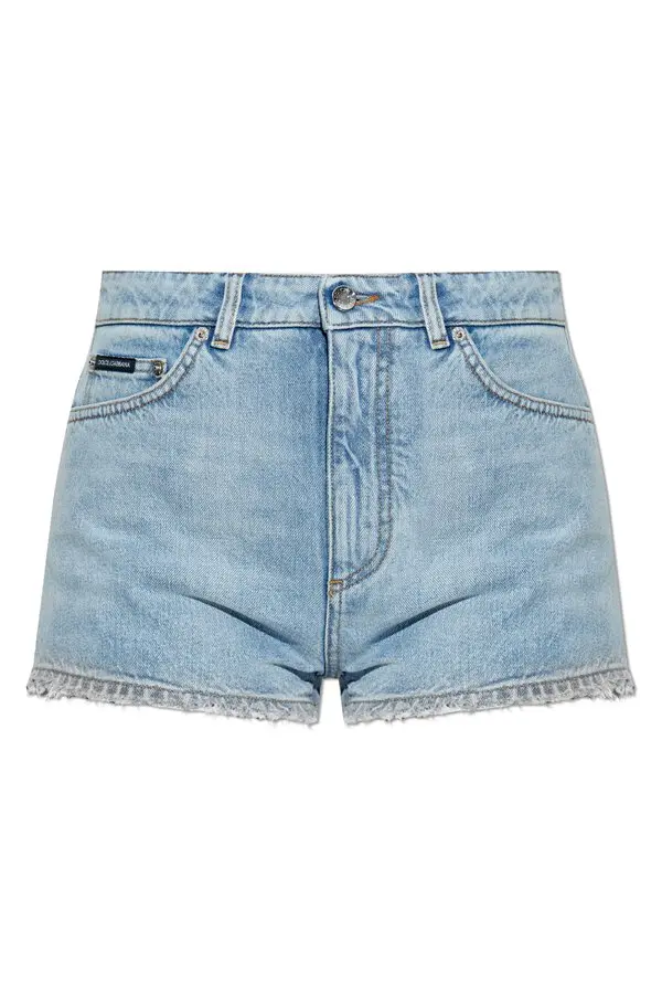 Dolce & Gabbana Frayed Denim Shorts - Blue