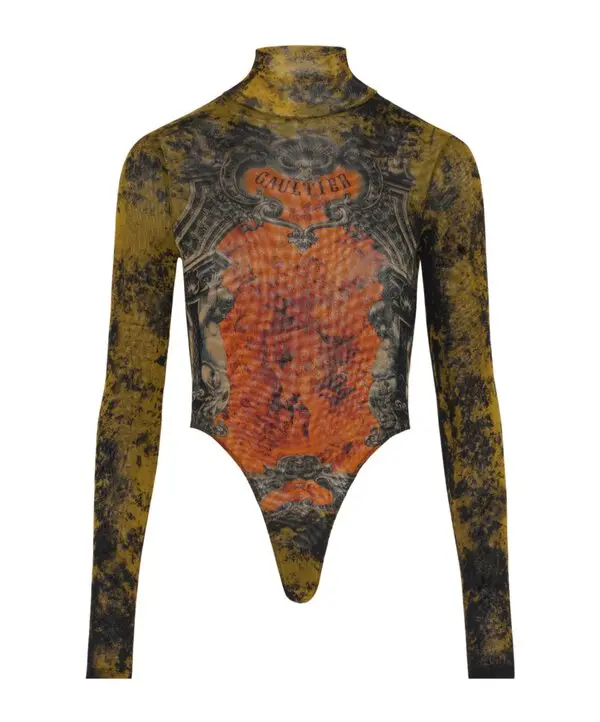 JEAN PAUL GAULTIER High Neck Long Sleeve Bodysuit - Brown