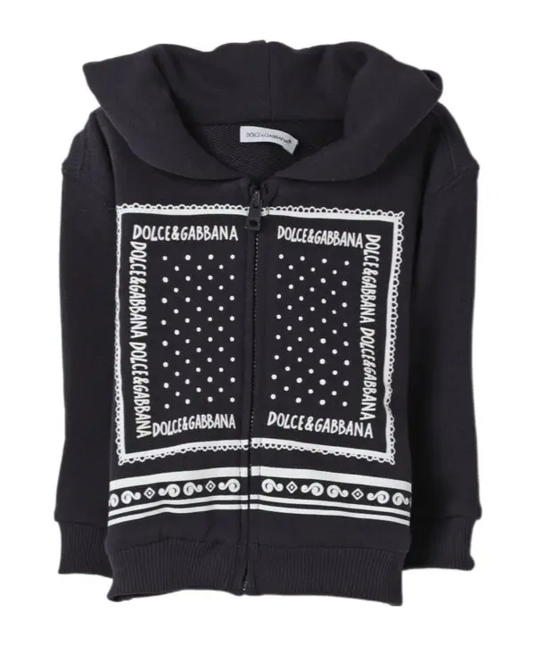 Dolce & Gabbana Zip-up Hoodie With Polka Dot Print - Dark Blue
