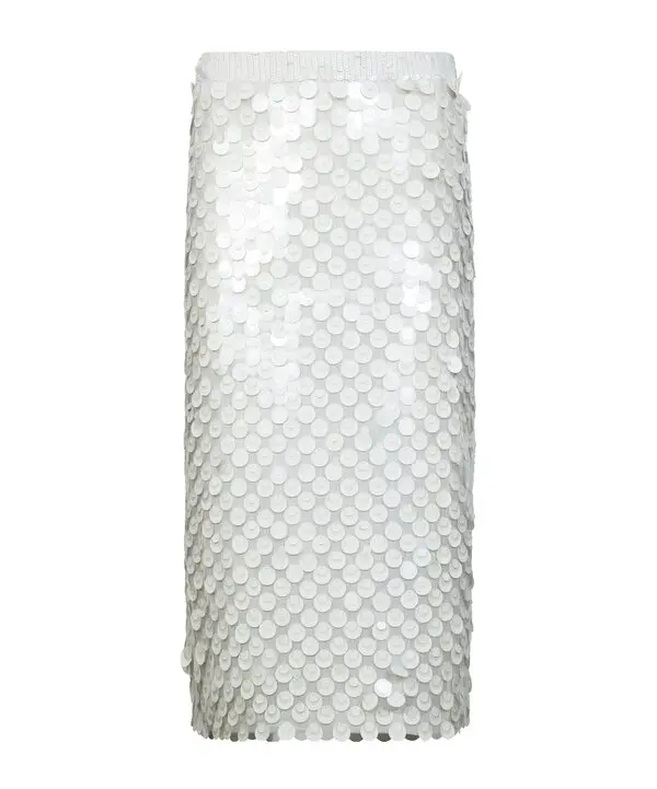 P.a.r.o.s.h Sequin Midi Skirt - White