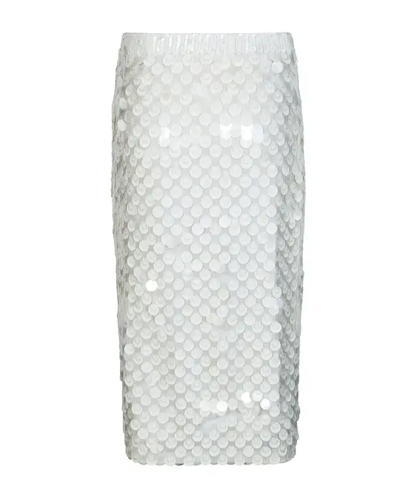 P.a.r.o.s.h Sequin Midi Skirt - White