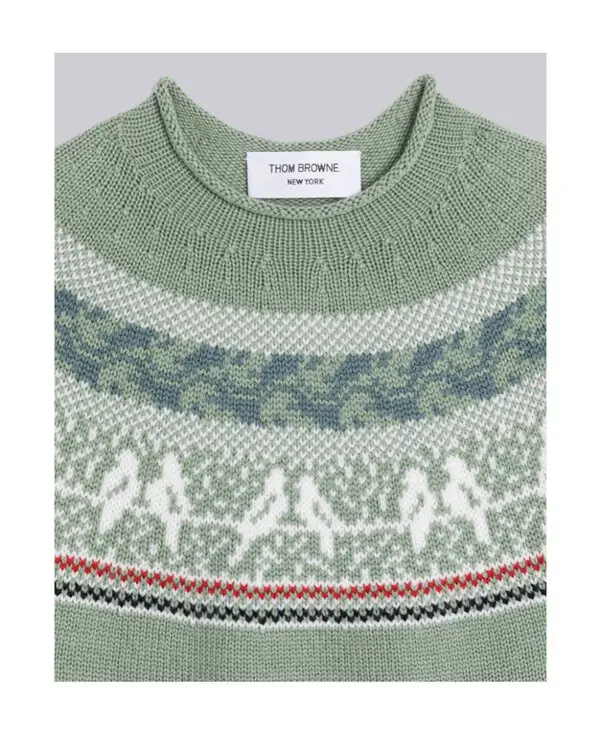 Thom Browne Fair Isle Wool Jumper With Striped Trim